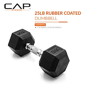 CAP Barbell 25 LB Coated Hex Dumbbell Weight, New Edition
