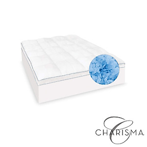 Charisma Luxury Plush 3.5-Inch Memory Foam Cluster and Gel Fiber Mattress Topper-Queen, White