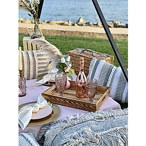 Wood Serving Tray with Handles Rectangular Wooden Coffee Table Breakfast Large Tray for Eating, Bedroom, Kitchen, Living Room - 17x13 inches