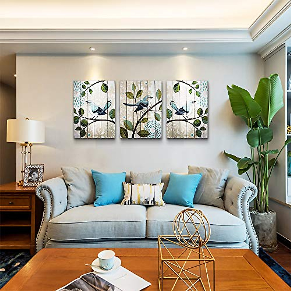 Bird On The Branch 3 Piece Abstract Canvas Wall Art For Living Room Wall Decor For Bedroom Kitchen Decorations Abstract Hang Posters Canvas Prints Artwork Modern Framed Bathroom Home Decoration