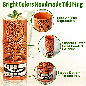 SuproBarware Tiki Mugs Set of 12 - Large Cocktail Tiki Glasses Hawaiian Party Cute Exotic Cocktail Glasses Hawaiian Ceramic Mug