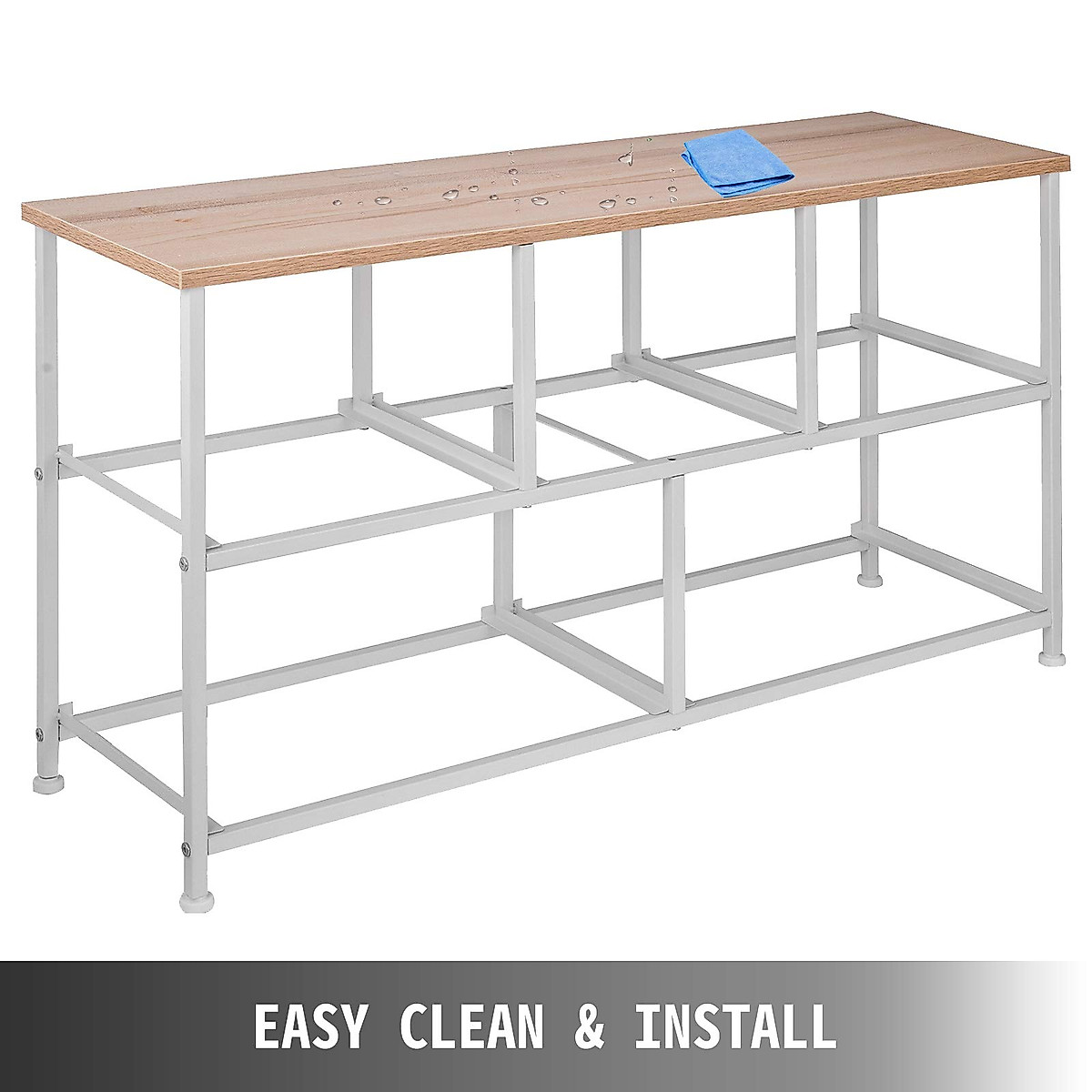 Happybuy 5-Drawer Storage Organizer Unit with Fabric Bins Bedroom Play Room Entryway Hallway Closets Steel Frame MDF Top Dresser Storage Tower Fabric Cube Dresser Chest Cabinet (Beige/Wide)