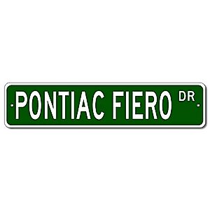 Pontiac Fiero Street Sign, GM Car Sign, Metal Garage Sign, Novelty Wall Decor - 4x18 inches