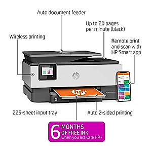 HP OfficeJet Pro 8025e Wireless Color All-in-One Printer with Bonus 6 Free Months Instant Ink (1K7K3A) (Renewed Premium)