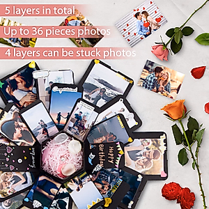 Koogel Explosion Gift Box, Handmade Exploding Photo Album Preassembled Surprise Picture Pop Up Love Box with Creative DIY Scrapbooking Accessories for Anniversary Birthday Wedding Memory Party