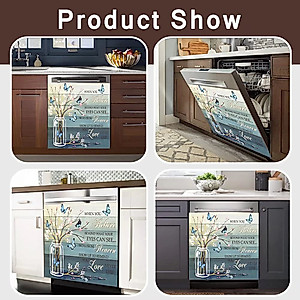 Floral Butterfly Dishwasher Magnet Cover -When You Believe Beyond What Your Eyes Can See Decals Magnetic Decoration,Flower Vase Dishwasher Magnets Decal for Home Kitchen Appliance Decor 23"x26"