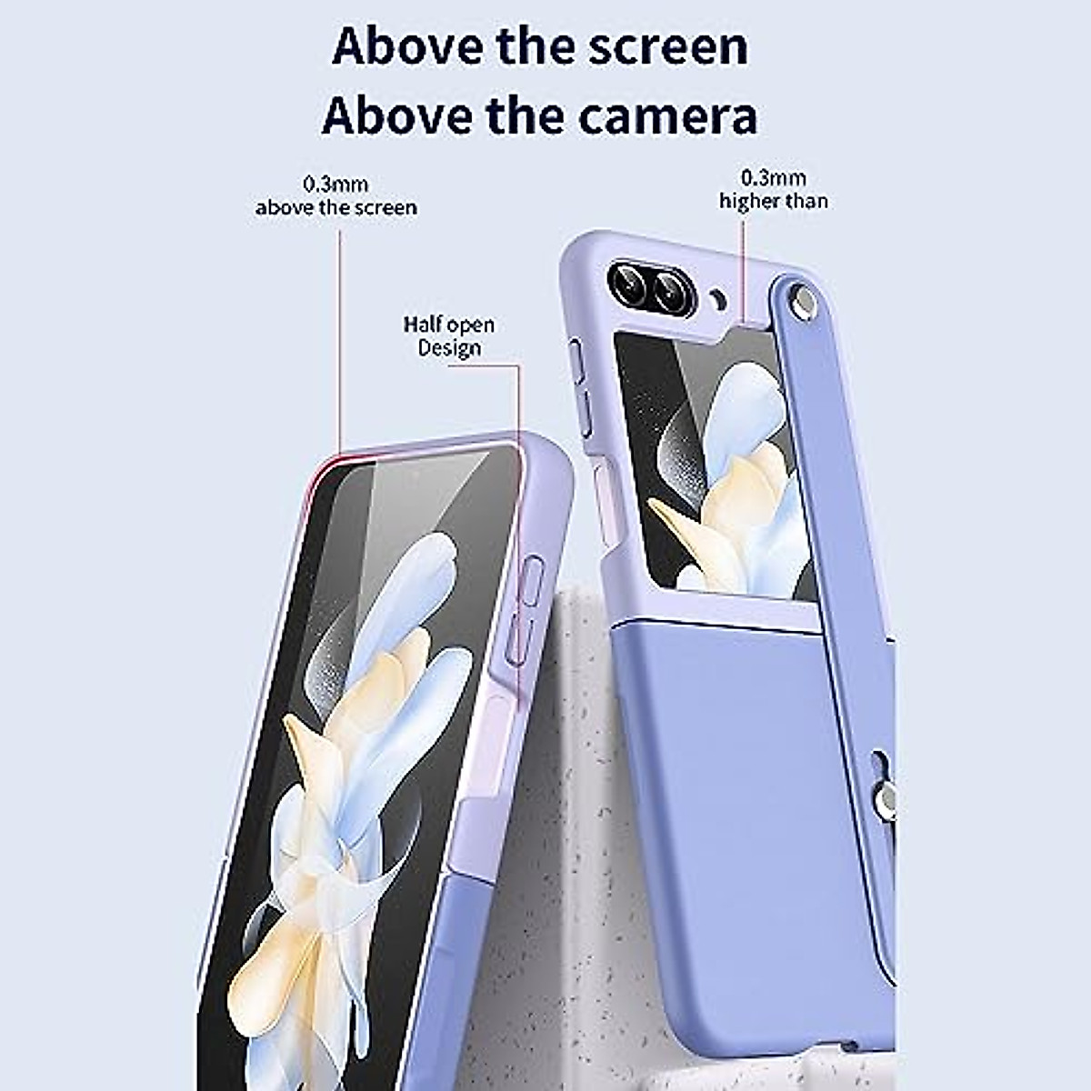 Phone Case Colourful Leather Case for Samsung Galaxy Z Flip 5 5 5G 2023,with Retractable Finger Strap Handheld Design Ultra Thin PC Shockproof Stand Case Cover,Full Body Protective Phone Case phone pr