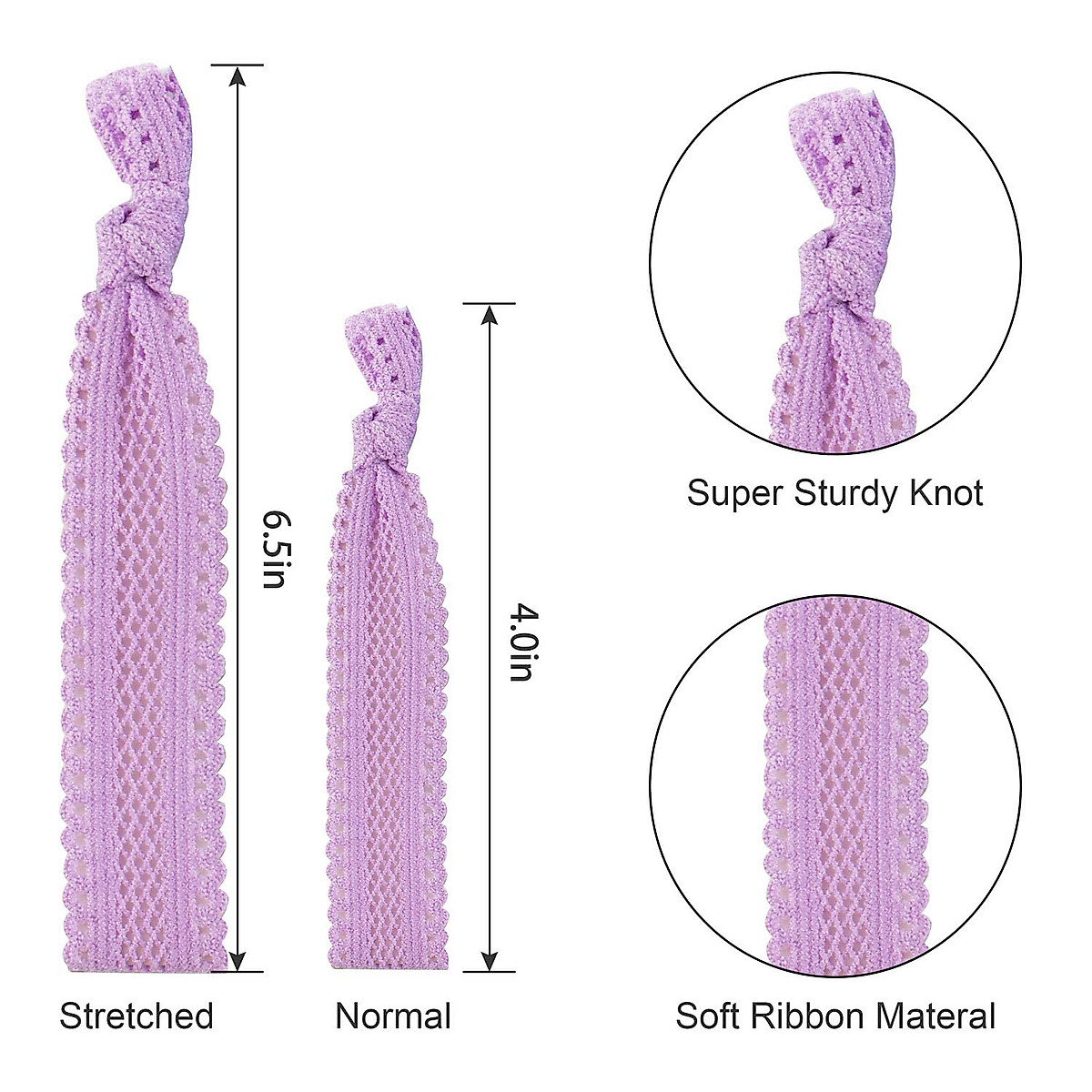 20 Pcs Elastic Hair Ties, ULIFEMALL No Crease Ribbons Ouchless Ponytail Holders Hair Bands Hair Ropes Colorful Party Bracelets Hair Accessories for Girls and Women