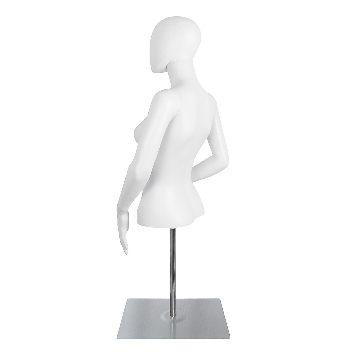 SHAREWIN Mannequin Torso with Stand Female Half Body Dress Form Plastic Detachable Manikin Stand Height 30”-46” High Stability Metal Base, White (Female)