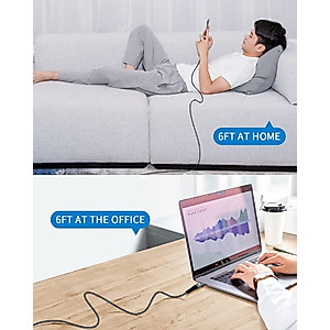 N-Products USB C to USB C Grey Braided Nylon Cable 60W Type C Fast Charging Cord [2-Pack, 6 ft]