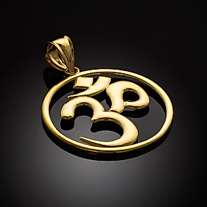 10k Gold Openwork Hindu Meditation Yoga Charm Om Pendant