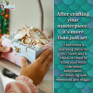 Pinwheel Crafts Mermaid DIY Jewelry Box Kit for Girls Ages 4+ - 530Pcs Make Your Own Jewelry Box - Mermaid Treasure Kids Gift - Painting Arts and Crafts for Girls 4-6