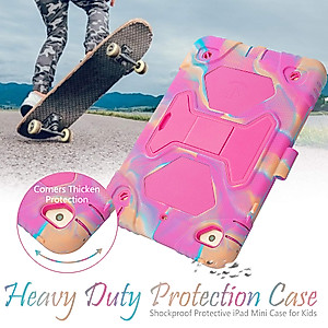 ACEGUARDER Shockproof Kid case for iPad Mini Case, iPad Mini 2, iPad Mini 3, iPad 7.9 inch Case, Shockproof Protective, with Pencil Holder & Multi-Angle Adjustable Bracket (2021 New, Rose Pink)