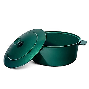 Granitestone Dutch Oven, 5 Quart Ultra Nonstick Enameled Lightweight Aluminum Dutch Oven Pot with Lid, Round 5 Qt. Stock Pot, Dishwasher & Oven Safe, Induction Capable, 100% PFOA Free, Emerald Green