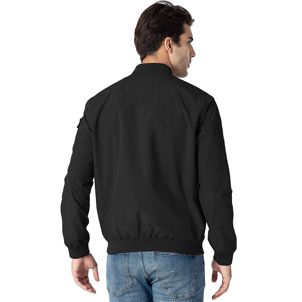 Rdruko Men's Windbreaker Lightweight Bomber Jacket Causal Fashion Light Jacket(Black, US L)