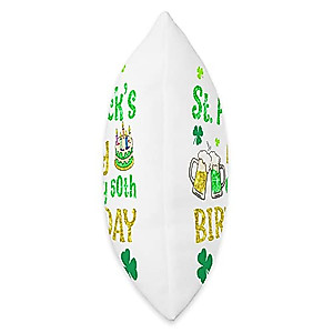 St Patricks Day Shamrocks Beer & Cake It's St Patrick Day & My 50th Birthday Throw Pillow, 18x18, Multicolor