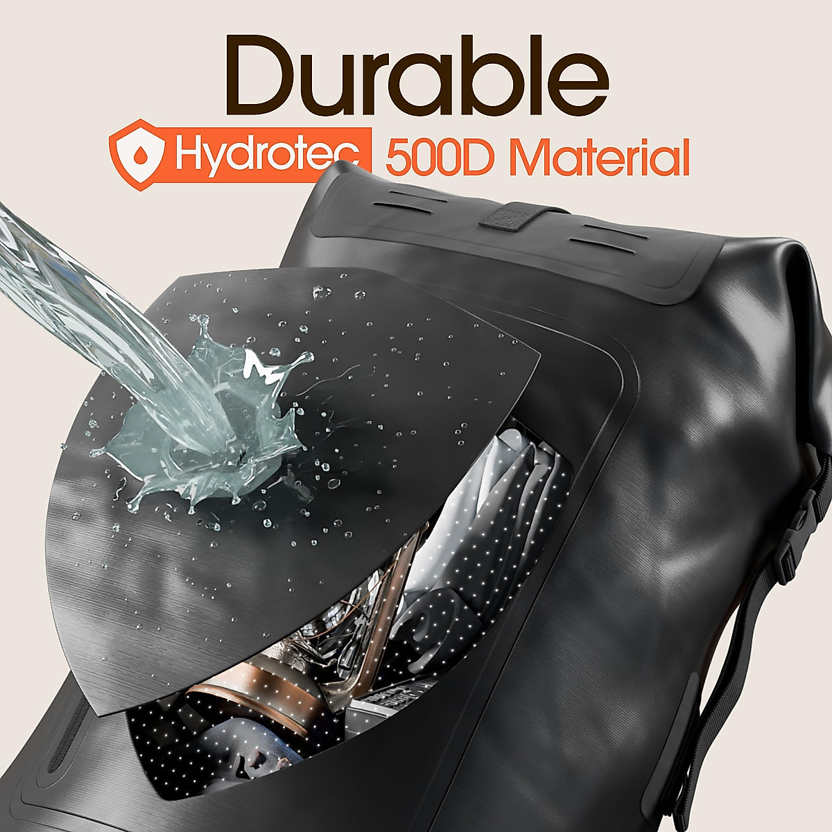 Earth Pak Waterproof Backpack - Heavy Duty Hiking Backpack - Roll-Top Closure - Waterproof Bag - Cushioned Dry Bags Waterproof w/ IPX8 Waterproof Phone Case - Wet Bag for Hiking, Kayak(Black, 35L)