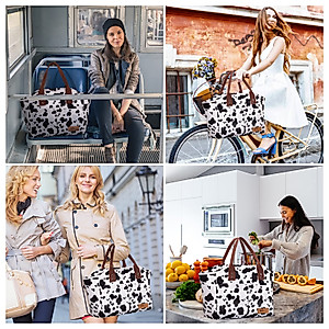 HOMESPON Fashionable Tote Reusable Insulated Lunch Bag Cooler Box with Pockets for Woman Man Work Shopping or Travel(Cow)