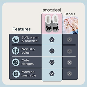 Snoozies Pairable Slipper Socks - Funny House Slippers for Women, Non-Slip Fuzzy Slipper Socks - Black Cat - Medium