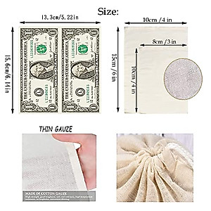 Reusable Sachet Drawstring Packing Bags Cheesecloth Cold Brew Coffee Bags 4X3Inch 50 Pcs for Spice,Tea filter,dried herbs,cooking,soup,odds and ends Tare Weight Saver Wrap Cotton Bag (Natural - 50Pcs)