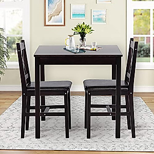 FDW Wooden Kitchen Dining Table and Chairs for Saving Space Dinning Room Restaurant Pub,Dark Brown