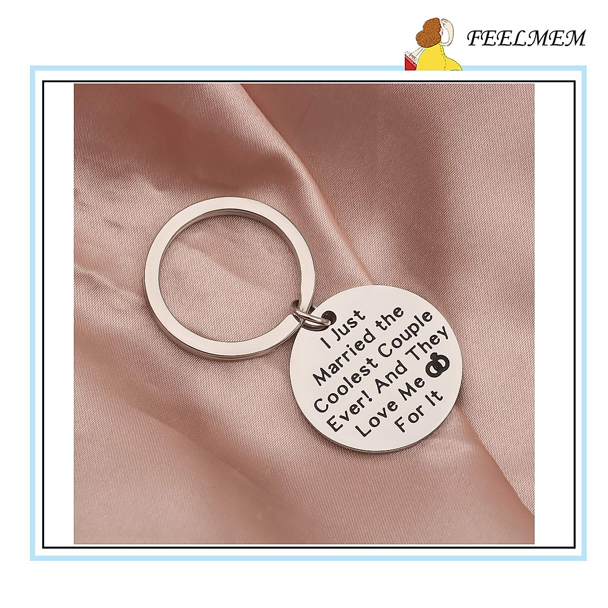 FEELMEM Wedding Planner Gift Wedding Officiant Gift I Just Married the Coolest Couple Ever Keychain Wedding Thank Your Gift for Reverend Preacher Wedding Coordinator (silver)