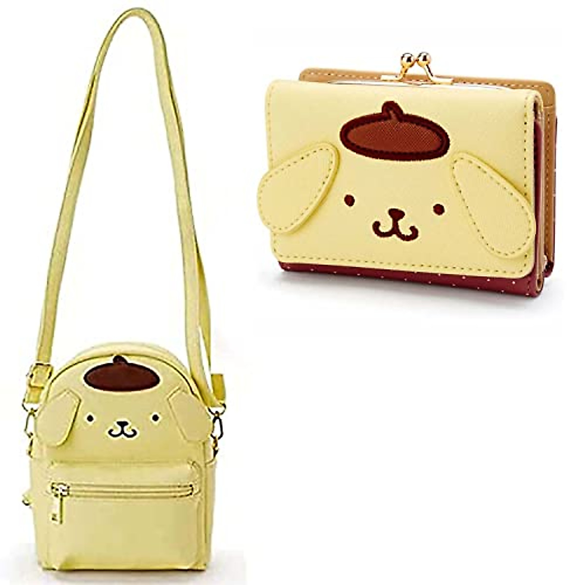 Backpack Fashion Cartoon Character Wallet Womens Leather Tri-Fold Wallet (Yellow)