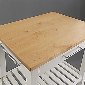Casual Home Sunrise (Small) with Solid Harvest Hardwood Top Kitchen Island, 22.75"W, Natural&White
