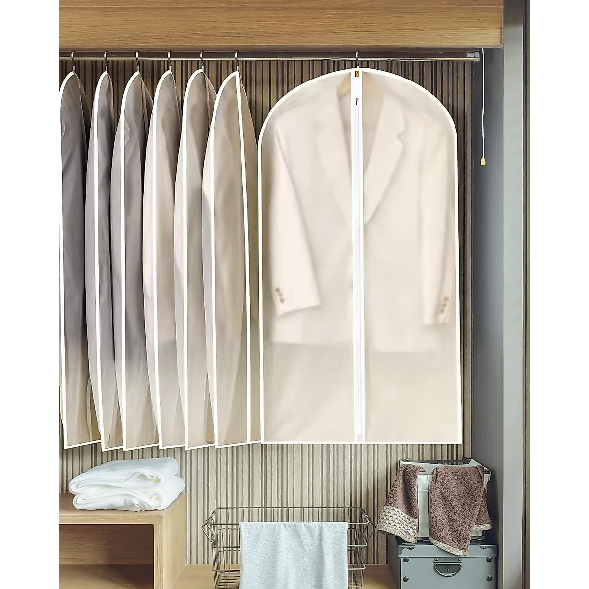 Clear Garment Bags for Hanging Clothes 12 Packs Suit Bags for Closet Storage Hanging Clothes Plastic Garment Bags Dress Bag for Suits, Coats 24'' x 40''