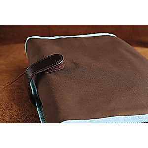 Tri-Fold Bible Cover, Bible Study Organizer, Velcro Closure, Nylon, Brown/Blue, Large