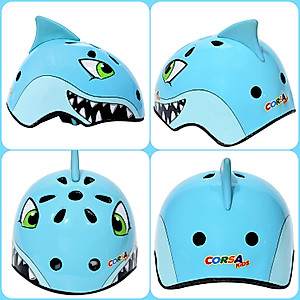 Kids Bike Helmet, Blue Shark Kids Toddler Bike Helmet 2-4 Boy Girl Adjustable Safety Child Helmet for Cycling Skating Scooter Multi-Sport