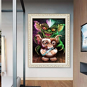 DIY 5D Full Drill Diamond Painting Kits for Adults Kids, Crystal Rhinestone Diamond Embroidery Paintings Arts Craft Home Wall Decor (Gremlins, 11.8 x 15.8 Inch)