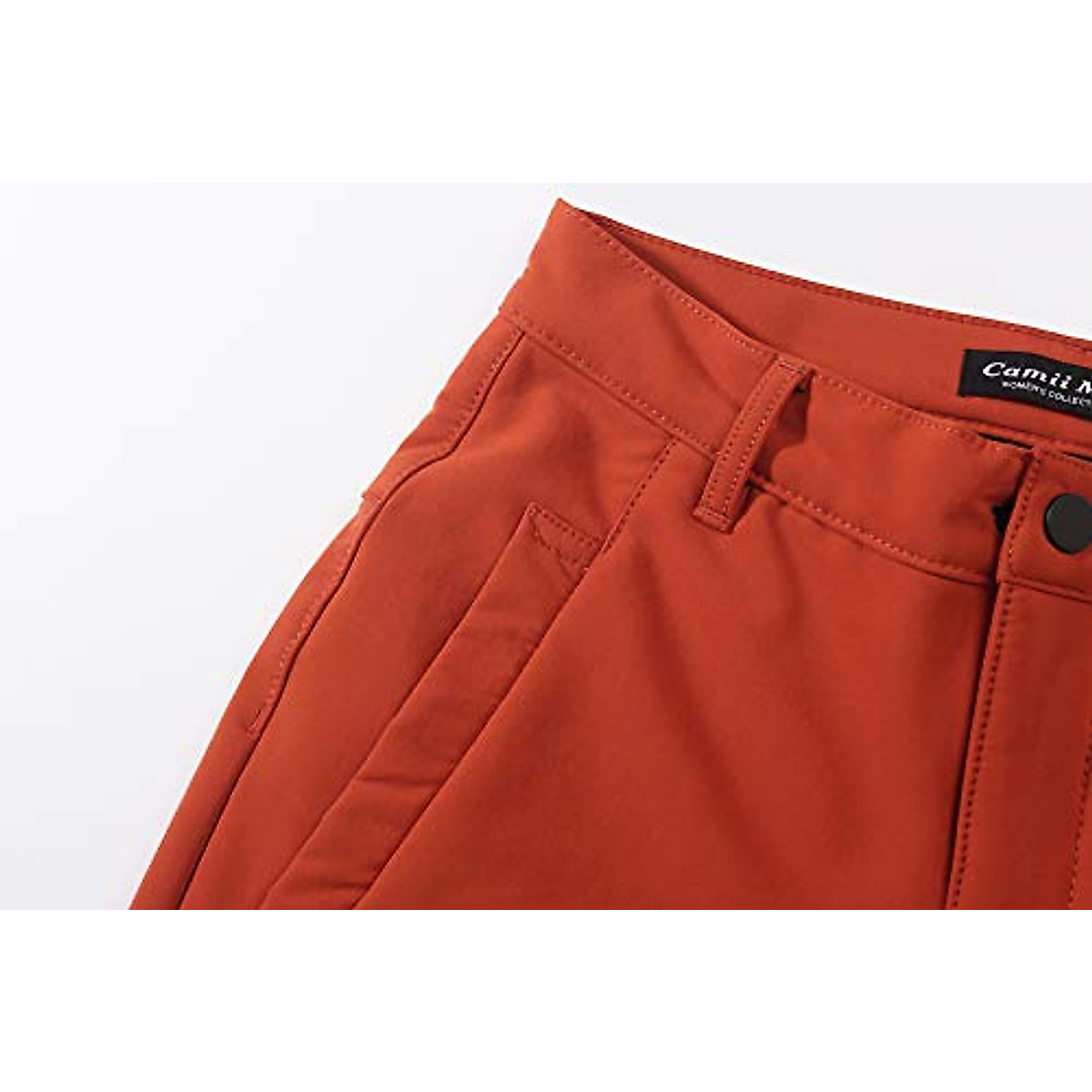 Camii Mia-Fleece-Lined-Hiking-Pants-Women-Waterproof Winter Pants Ski Snow Windproof Lightweight Slim Warm (32W x 30L, Orange)