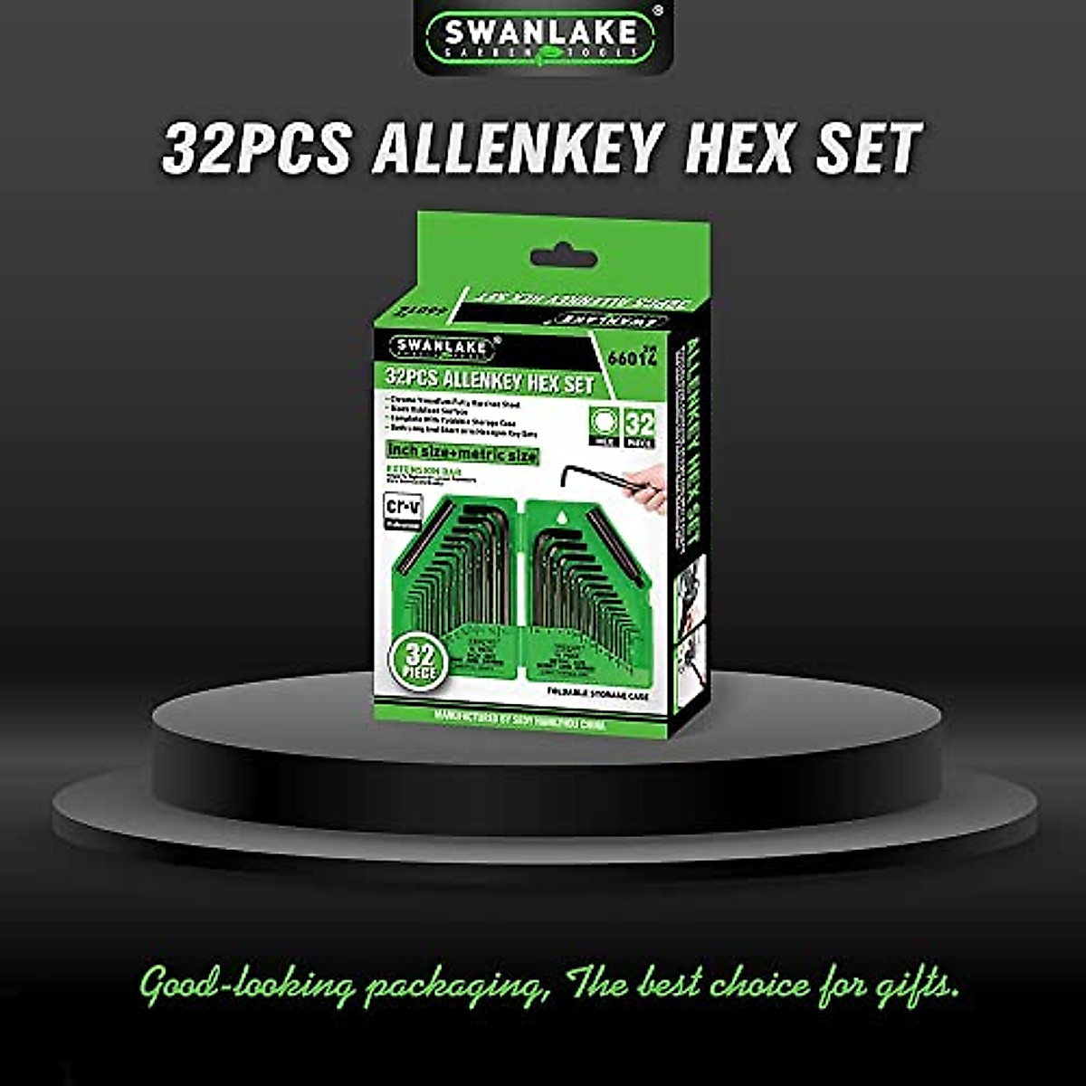SWANLAKE 32PCS Hex Key Set, Allen Wrench Set Inch/Metric MM(0.7mm-10mm) SAE(0.028"-3/8)