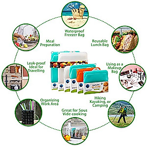 BluePerlOne Two-30 oz. 100% Silicone Reusable Food Storage Bags (2 Pack) - Eco-friendly, Food-Grade, Leak-Proof Zipper Bags - Microwave, Oven, Sous Vide, Dishwasher & Freezer Safe (4 Cups/ 30 oz.)