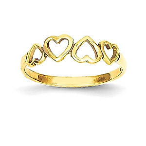 IceCarats 14K Yellow Gold Heart Ring Love Band Size 7.00