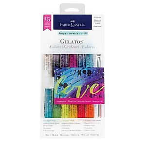 Faber-Castell Gelatos Colors Set, Iridescents - Water Soluble Pigment Crayons - 15 Iridescent Colors