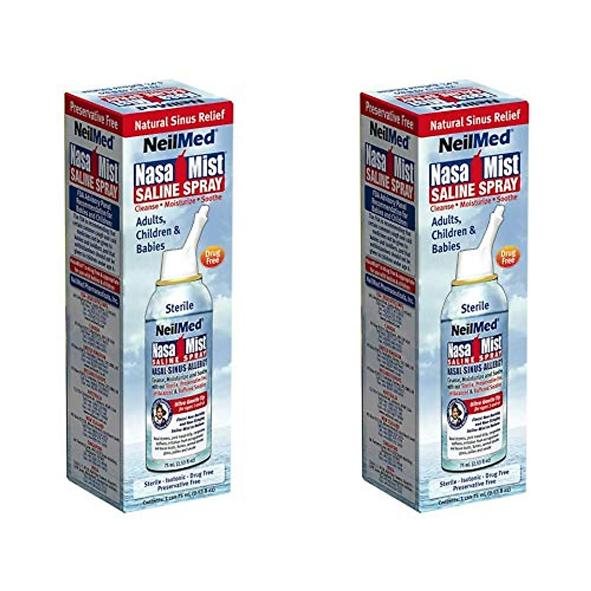 Neilmed Nasamist Isotonic Saline Spray For Allergy & Sinus Sufferers, 75 ml Pack of 2