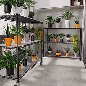 Metal Shelf Wire Shelving Unit, NSF 6 Tier 6000lbs Heavy Duty Adjustable Storage Rack with 5in Wheels and Shelf Liners for Commercial Grade Utility Steel Storage Rack - 20" D x 48" L x 84.5" H Black