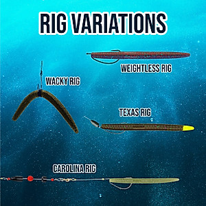 Reaction Tackle Wacky Worms/Soft Plastic Worm Stick Baits Green Pumpkin Multi Flake