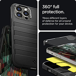 Spigen Geo Armor 360 [Full Body Protection] Designed for iPhone 13 Pro Case with Built-in Screen Protector (2021) - Black