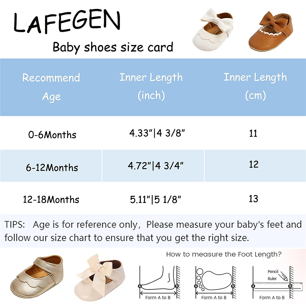LAFEGEN Baby Girls Mary Jane Flats with Bownot Non Slip Soft Sole PU Leather Newborn Infant Toddler First Walker Cirb Dress Shoes, 6-12 Months Infant, 07 Red