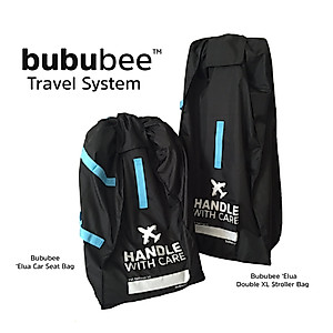 Bububee 'Elua XL Double Stroller Gate Check Travel Bag (Black & Aqua)