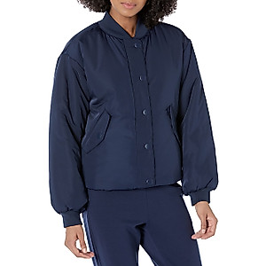 Amazon Essentials Women's Relaxed-Fit Recycled Polyester Padded Cropped Bomber Jacket (Available in Plus Size) (Previously Amazon Aware), Navy, Small