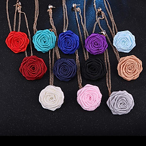 Fashion Bridegroom Wedding Brooches Cloth Art Hand-Made Rose Flower Brooch Lapel Pin Badge Tassel Chain Men's Suit Accessories (Red)