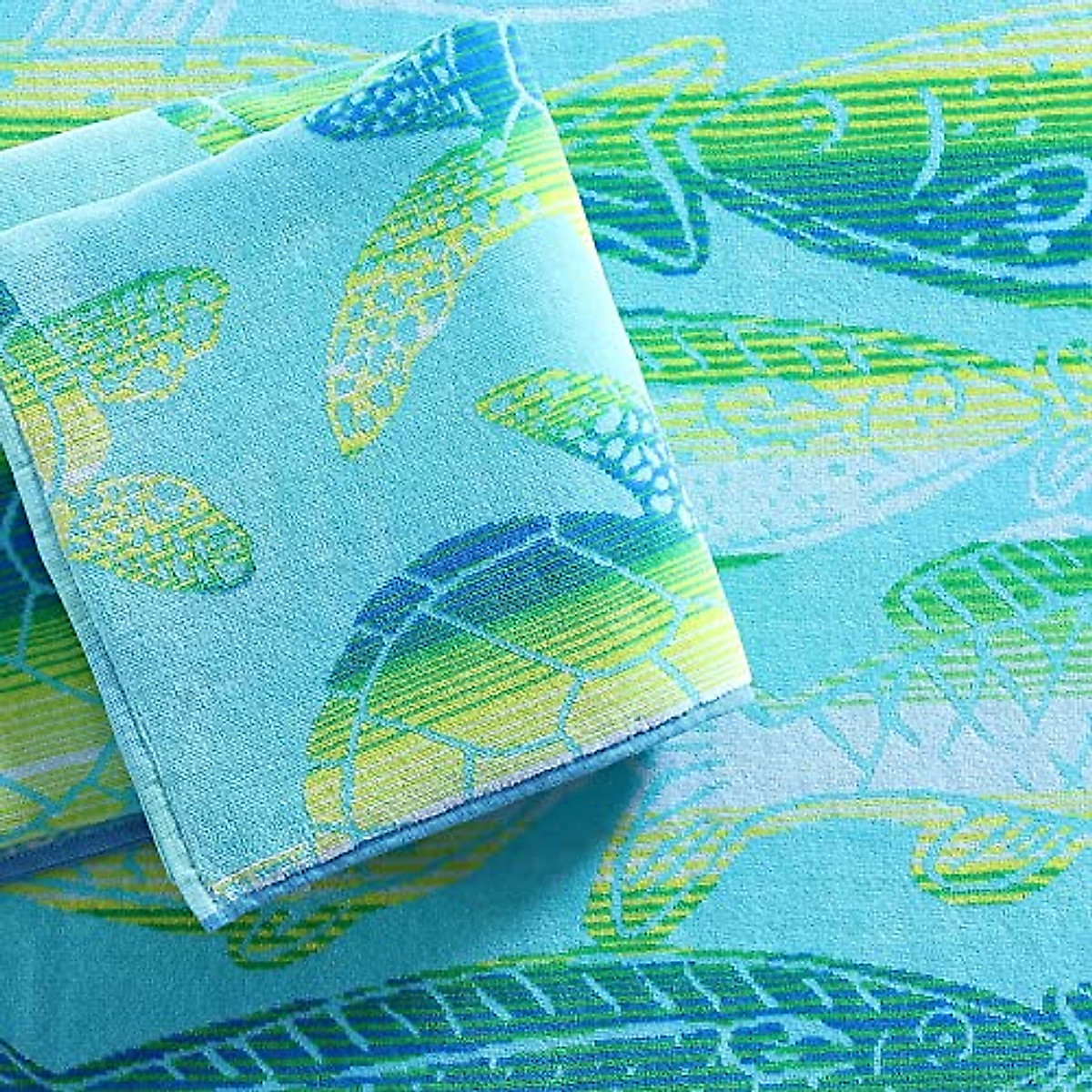 Tommy Bahama - Beach Towel Set, Soft Cotton Terry Beach Essentials, Highly Absorbent & Fade Resistant (Ombre Fish/Ombre Turtle Green, 2 Piece)