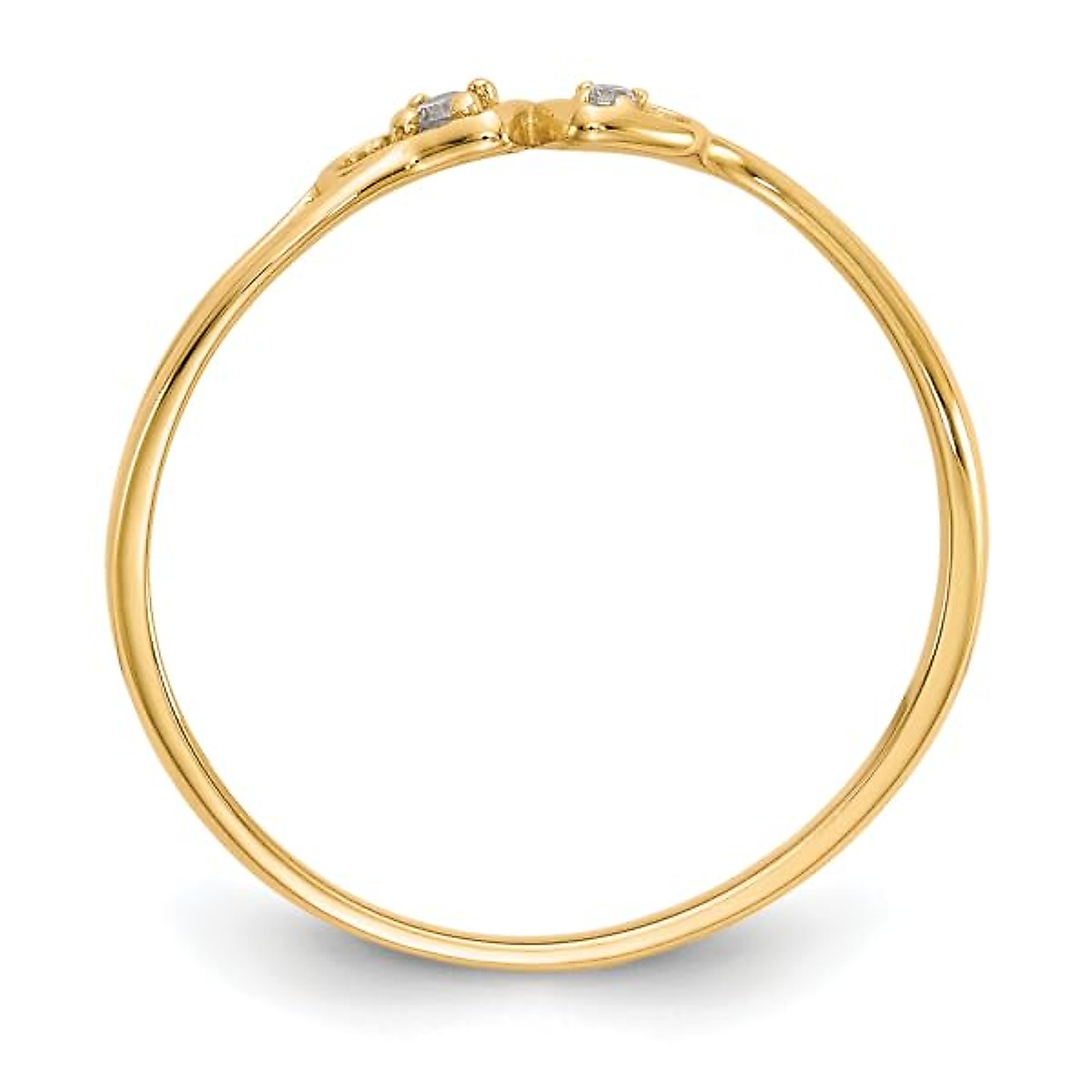 IceCarats 10K Yellow Gold Cubic Zirconia CZ Double Heart Love Ring Size 7