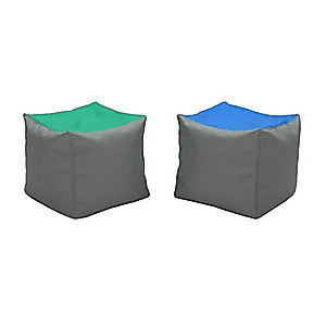 Factory Direct Partners 13043-CT SoftScape 14" Square Bean Bag Poufs for Kids (2-Piece Set) - Contemporary