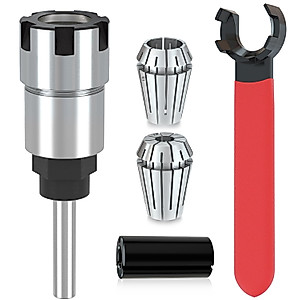 1/4 Inch Shank Router Bit Collet Extension Chuck Converter Adapter, Convert 1/2-Inch & 1/4-Inch Shank Bits with ER20 Spring Collet, Router Collet, ER20 M Type Collet Chuck Wrench Spanner -(Pack of 5)