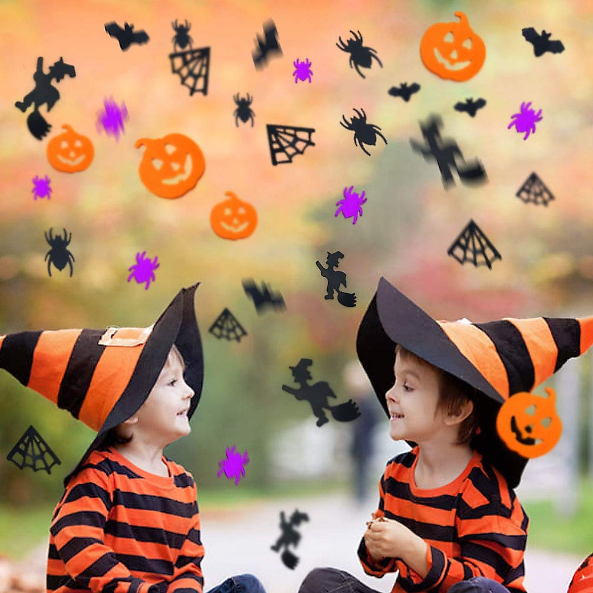 Halloween Confetti | Glitter Confetti Sprinkles for Party Table Scatters Decoration | Pumpkin Bat Witch Spider Confetti for Party Supplies | Metallic Foil | 45g 1.6OZ 1100Pcs